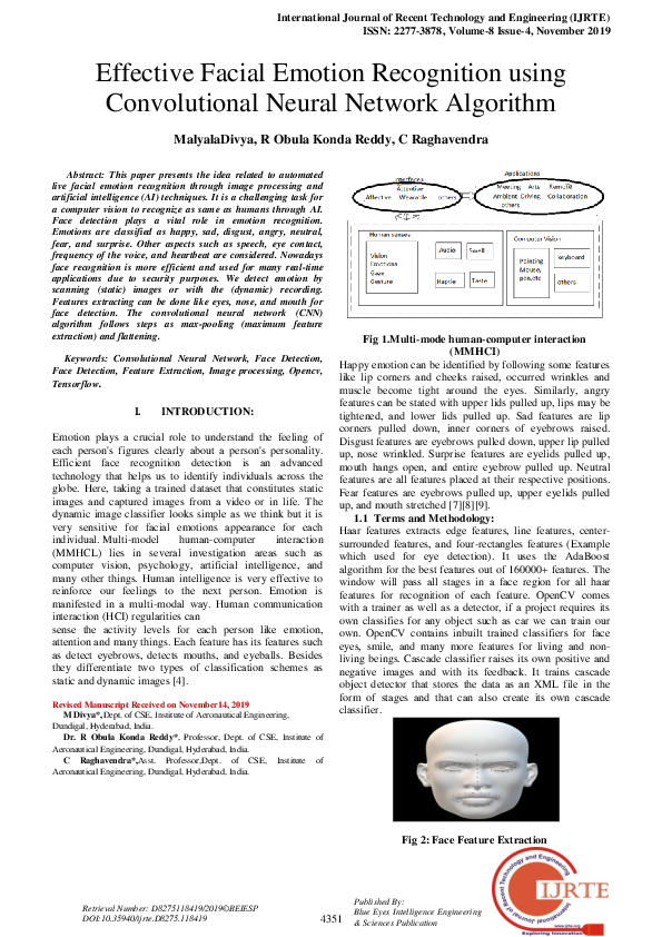 (PDF) Effective Facial Emotion Recognition using Convolutional Neural Network Algorithm