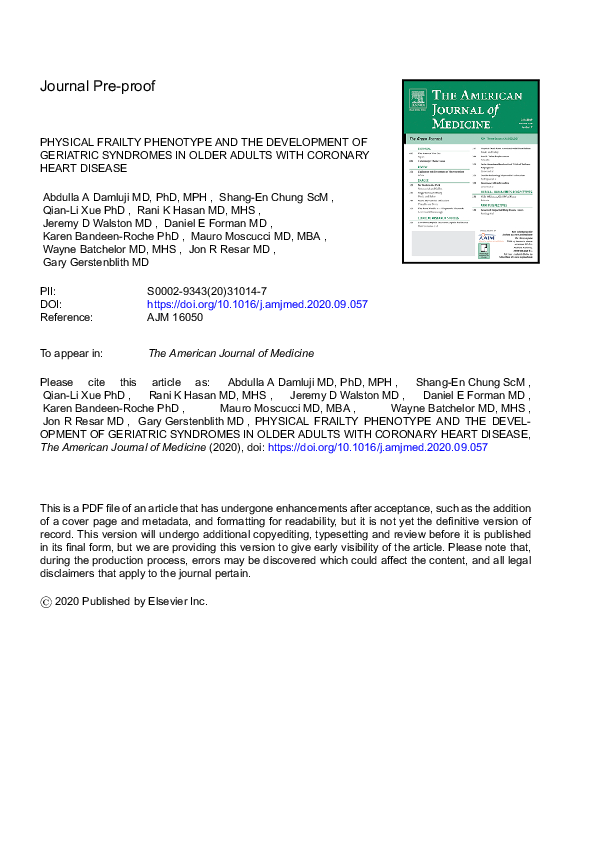 (PDF) Physical Frailty Phenotype and the Development of Geriatric ...
