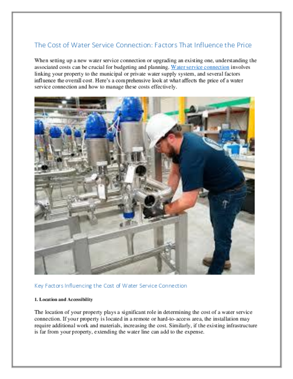 (PDF) The Cost of Water Service Connection: Factors That Influence the ...