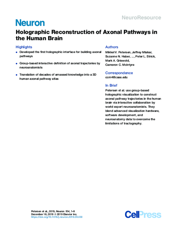 (PDF) Holographic Reconstruction of Axonal Pathways in the Human Brain
