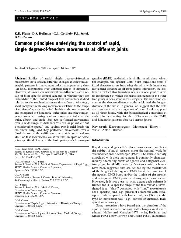 (PDF) Common principles underlying the control of rapid, single degree ...