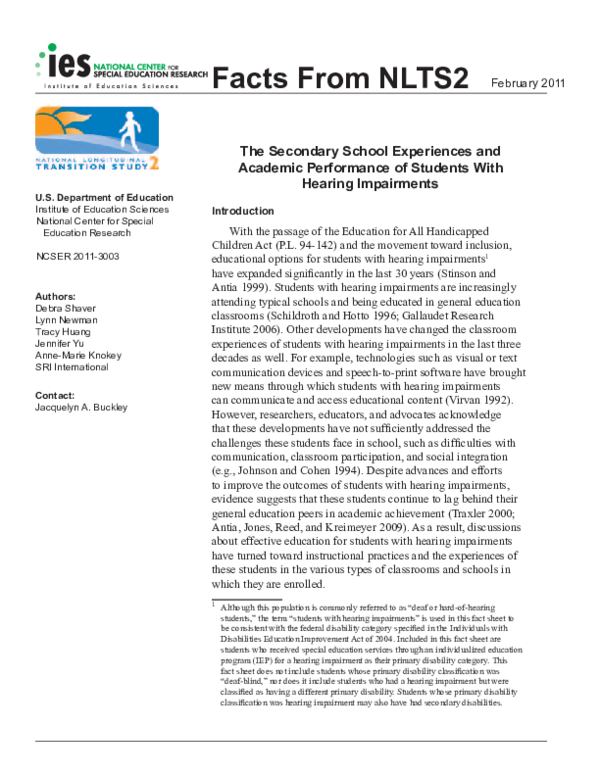 (PDF) The Secondary School Experiences and Academic Performance of ...