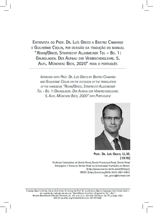 (PDF) Entrevista ao Prof. Dr. Luis Greco por ocasião da tradução do ...