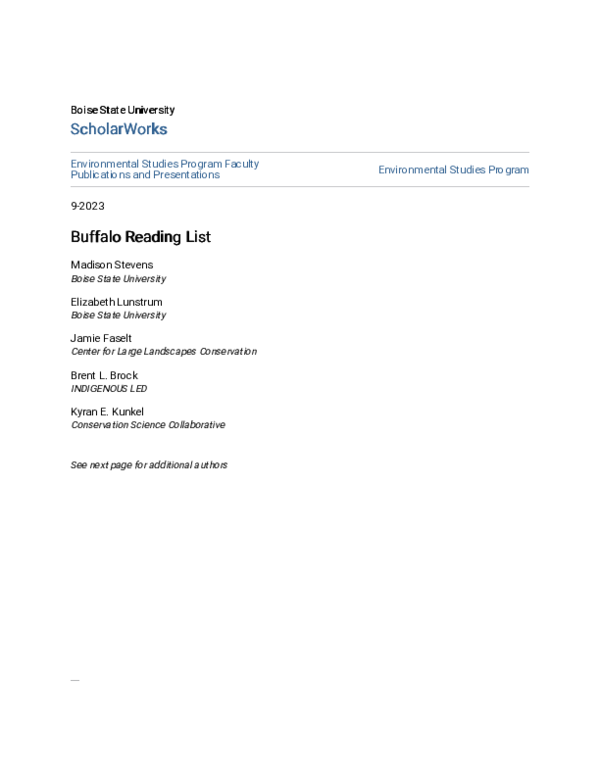 (PDF) Buffalo Reading List
