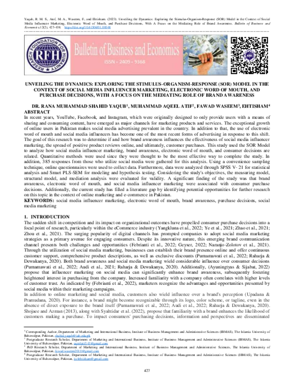 (PDF) Unveiling the Dynamics: Exploring the Stimulus-Organism-Response ...