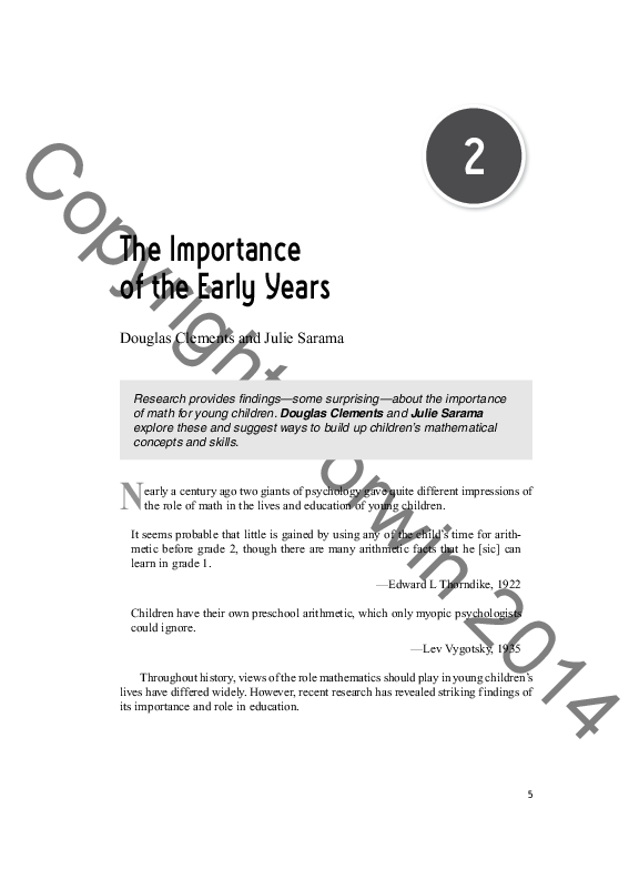 (PDF) The Importance of the Early Years