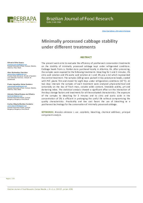 (PDF) Minimally processed cabbage stability under different treatments