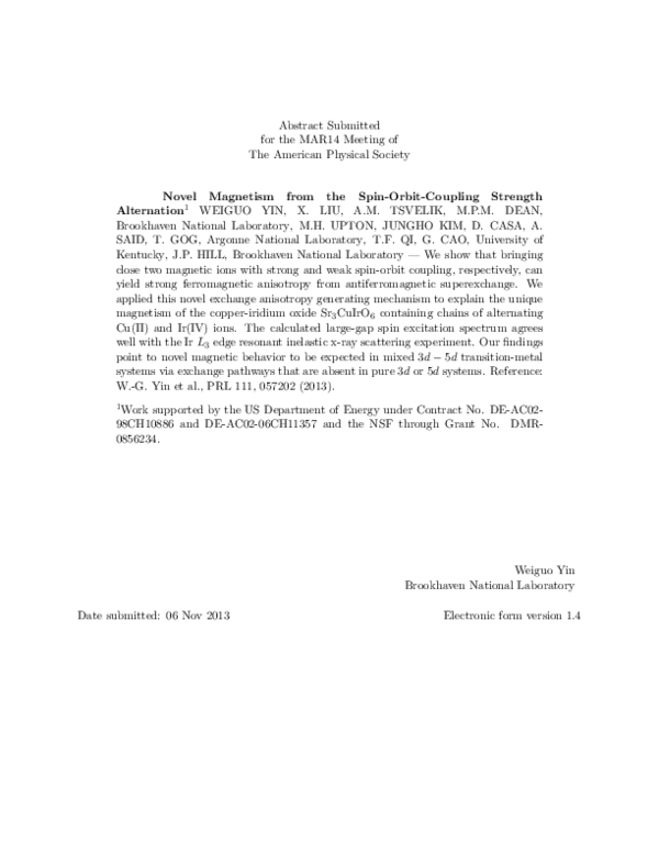 Pdf Novel Magnetism From The Spin Orbit Coupling Strength Alternation Diego Casa