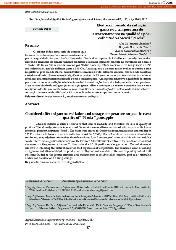 (PDF) Combined effect of gamma radiation and storage temperature on ...