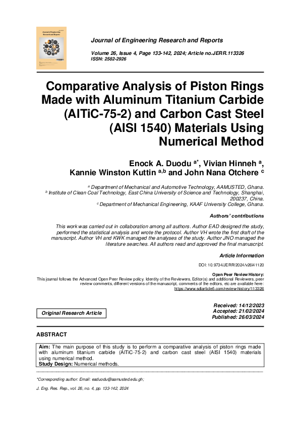 (PDF) Comparative Analysis of Piston Rings Made with Aluminum Titanium ...