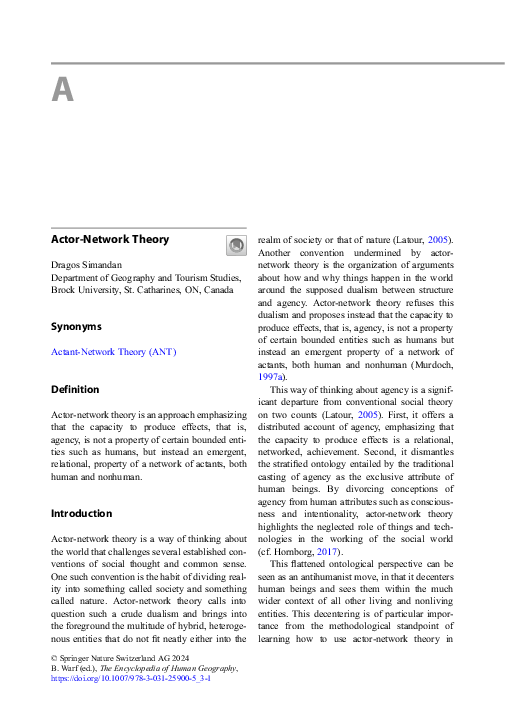 (PDF) Actor-Network Theory