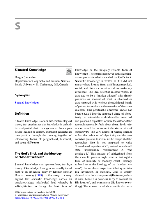 (PDF) Situated knowledge