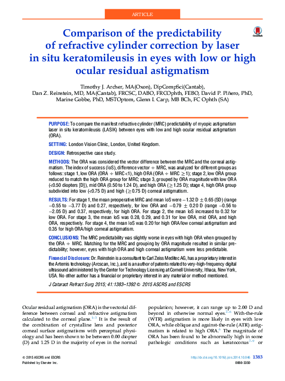 (PDF) Comparison of the predictability of refractive cylinder ...