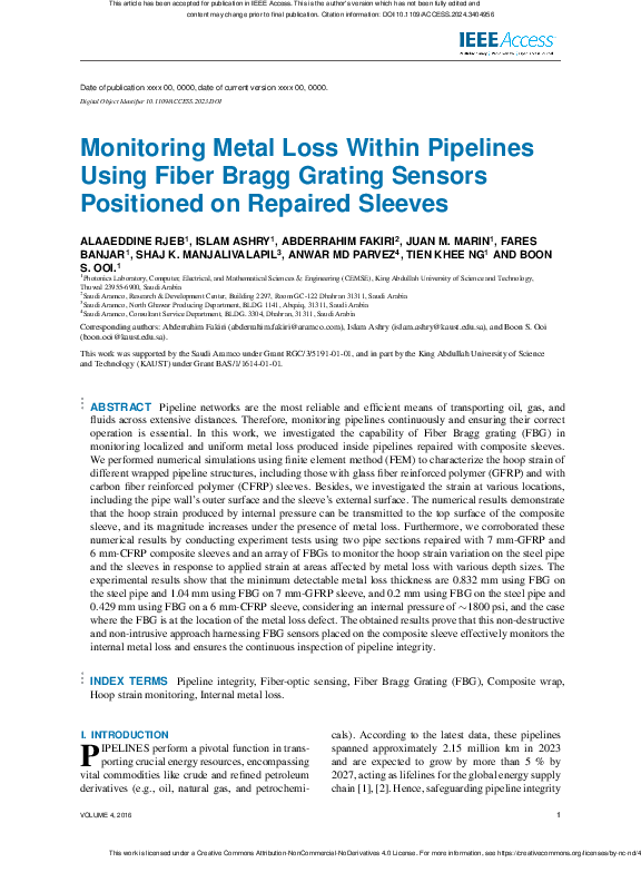(PDF) Monitoring Metal Loss Within Pipelines Using Fiber Bragg Grating ...