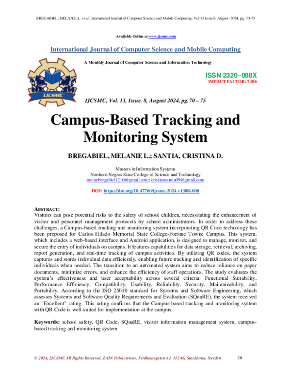 (PDF) Campus-Based Tracking and Monitoring System