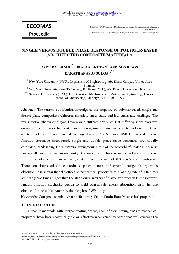 (PDF) Single Versus Double Phase Response of Polymer-Based Architected Composite Materials