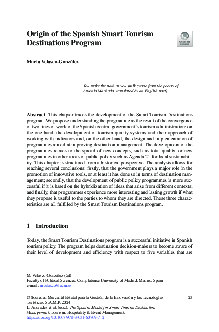 (PDF) Origin of the Spanish Smart Tourism Destinations Program