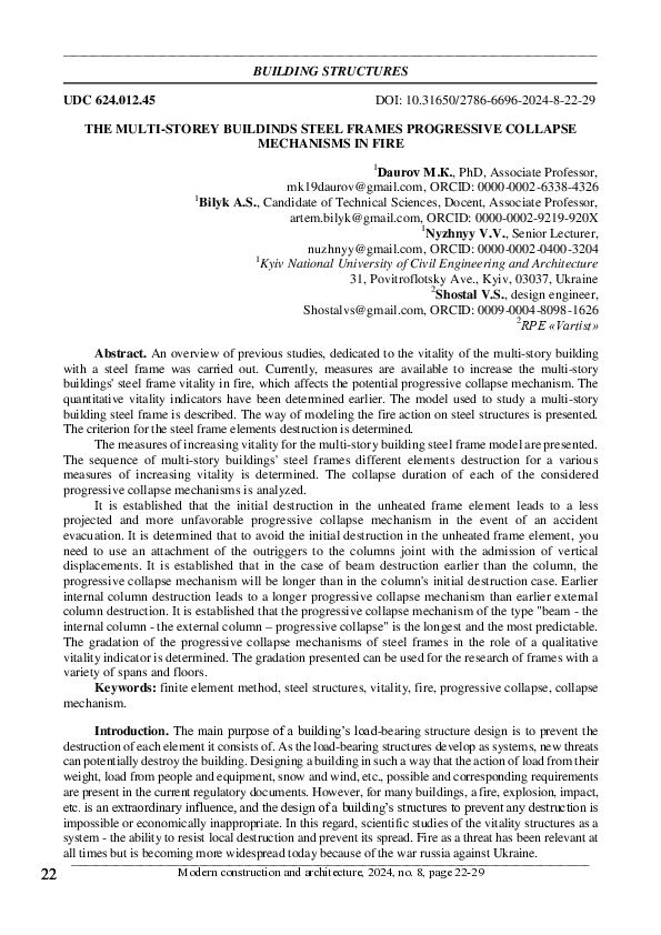 (PDF) The Multi-Storey Buildinds Steel Frames Progressive Collapse ...