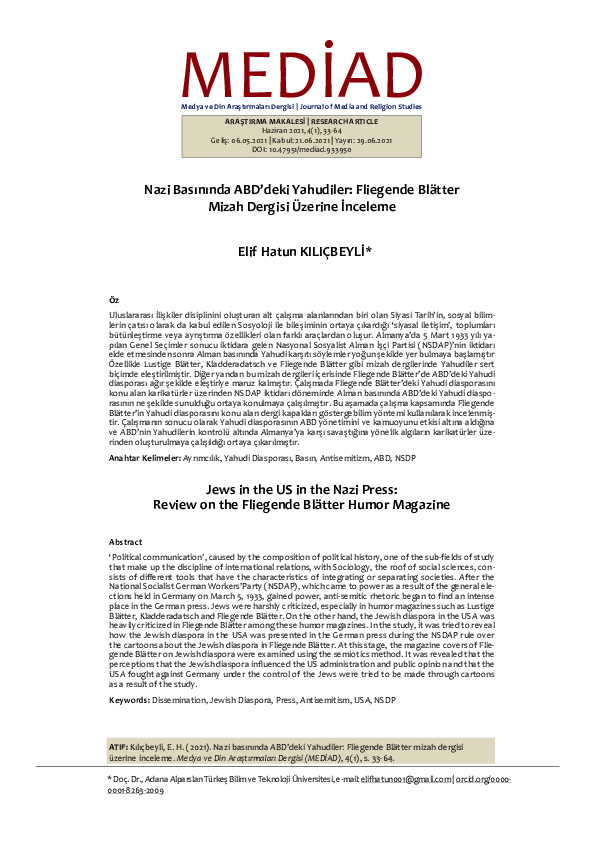 (PDF) Jews in the US in the Nazi Press: Review on the Fliegende Blätter ...