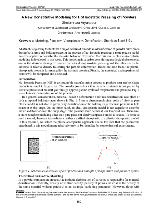 (PDF) A New Constitutive Modeling for Hot Isostatic Pressing of Powders