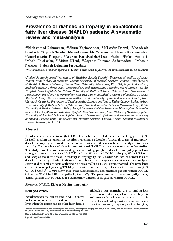 (PDF) Prevalence of diabetic neuropathy in nonalcoholic fatty liver disease (NAFLD) patients: A ...