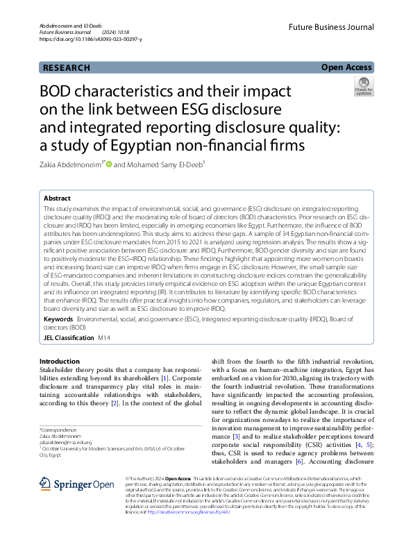 (PDF) BOD characteristics and their impact on the link between ESG disclosure and integrated ...