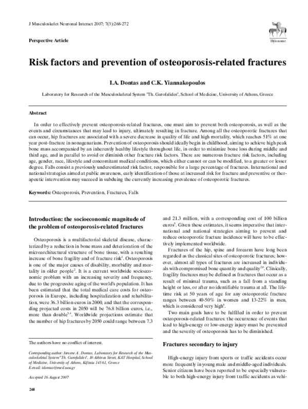 (PDF) Risk factors and prevention of osteoporosis-related fractures