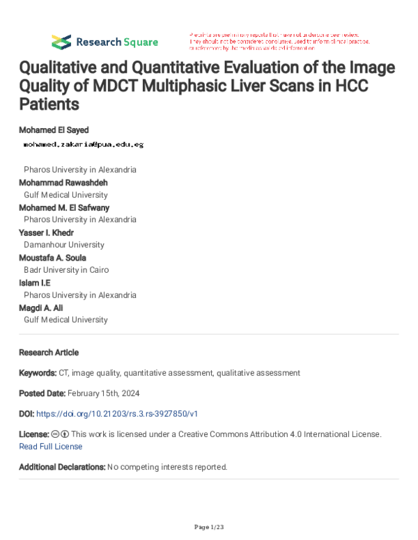(PDF) Qualitative and Quantitative Evaluation of the Image Quality of ...