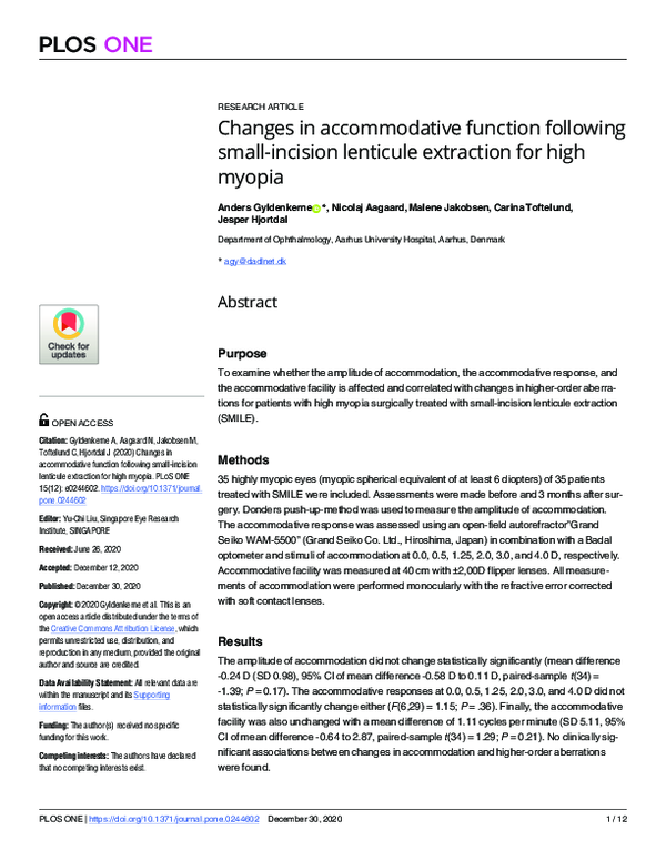 (PDF) Changes in accommodative function following small-incision ...