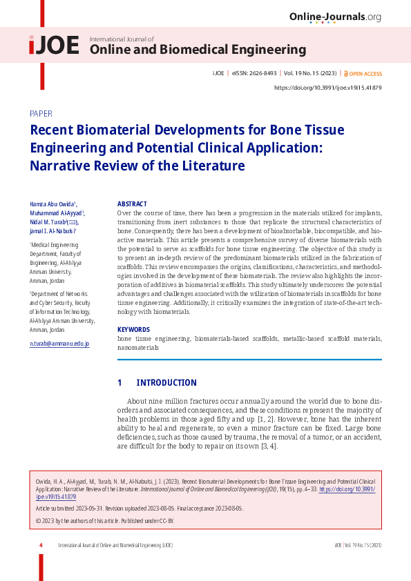 (PDF) Recent Biomaterial Developments for Bone Tissue Engineering and Potential Clinical ...