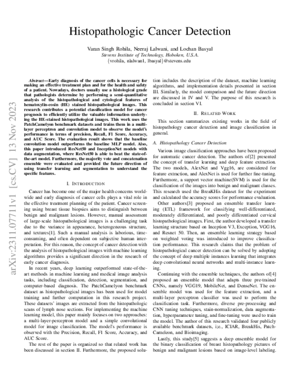 (PDF) Histopathologic Cancer Detection