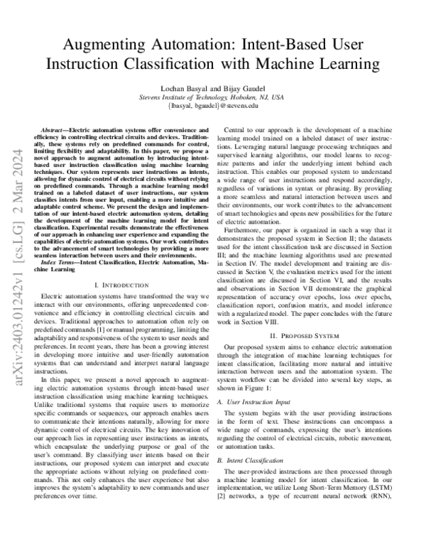 (PDF) Augmenting Automation: Intent-Based User Instruction Classification with Machine Learning