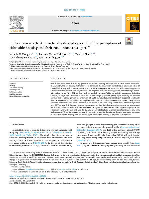 (PDF) In their own words: A mixed-methods exploration of public perceptions of affordable ...