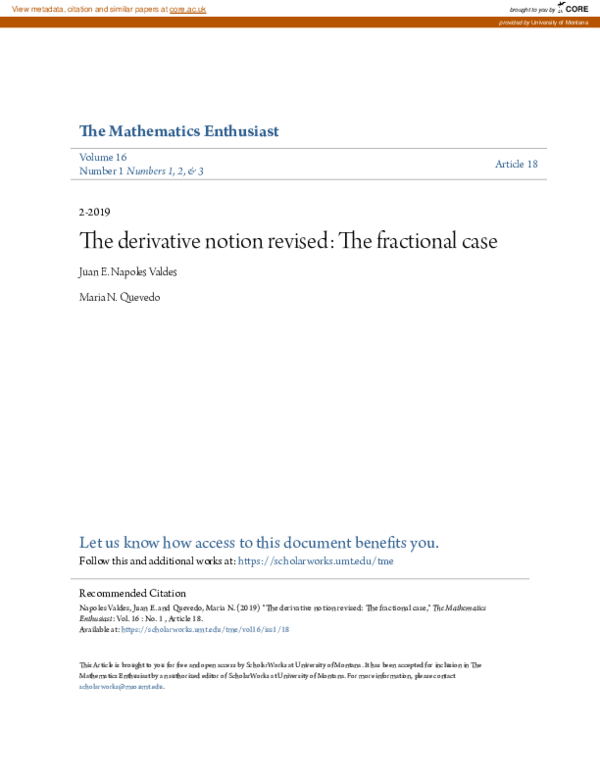 (PDF) The derivative notion revised: The fractional case