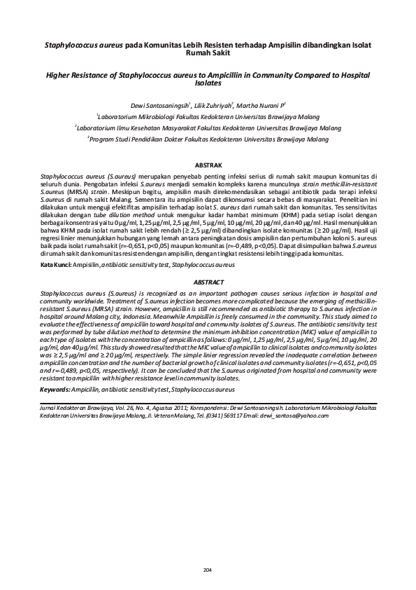 (PDF) Staphylococcus aureus pada Komunitas Lebih Resisten terhadap ...