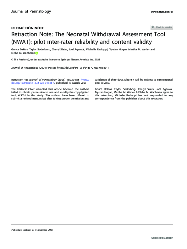 (PDF) Retraction Note: The Neonatal Withdrawal Assessment Tool (NWAT ...