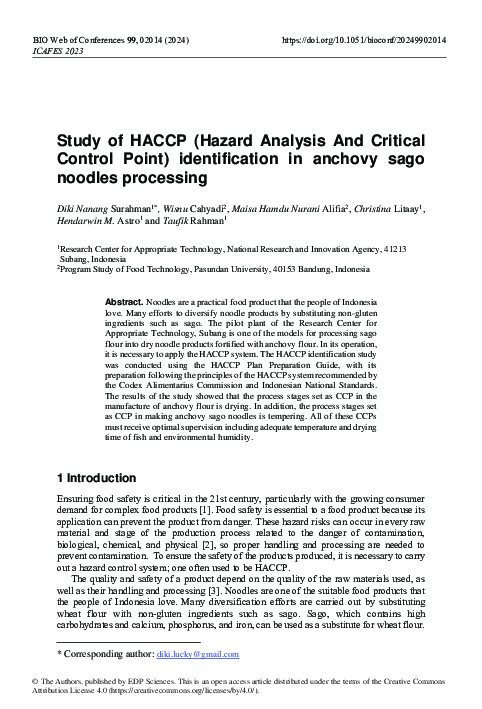 (PDF) Study of HACCP (Hazard Analysis And Critical Control Point ...