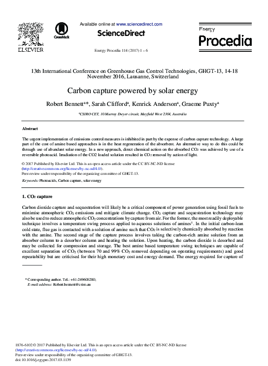 (PDF) Carbon Capture Powered by Solar Energy