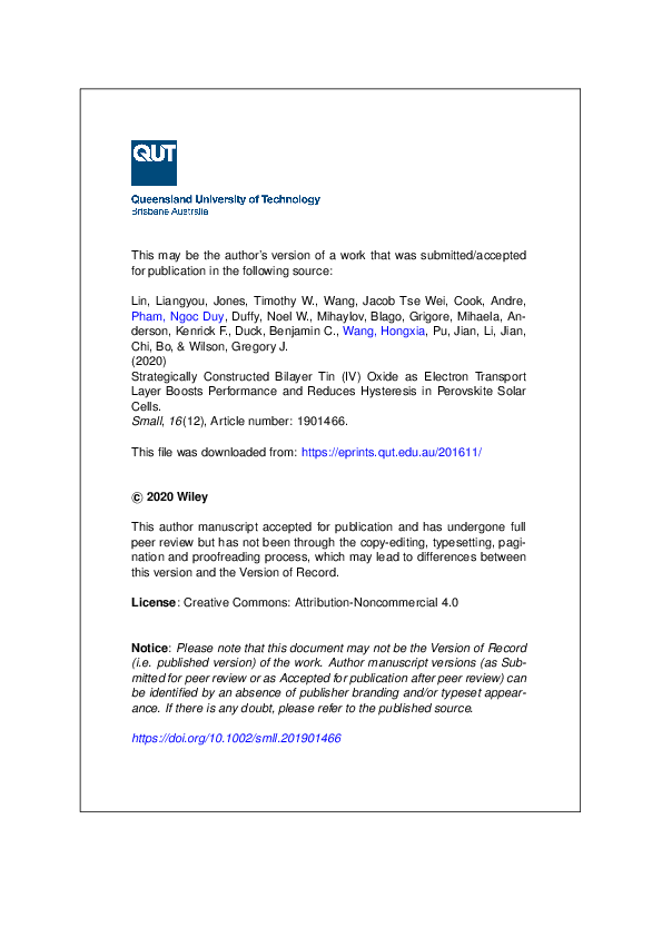 (PDF) Strategically Constructed Bilayer Tin (IV) Oxide as Electron ...