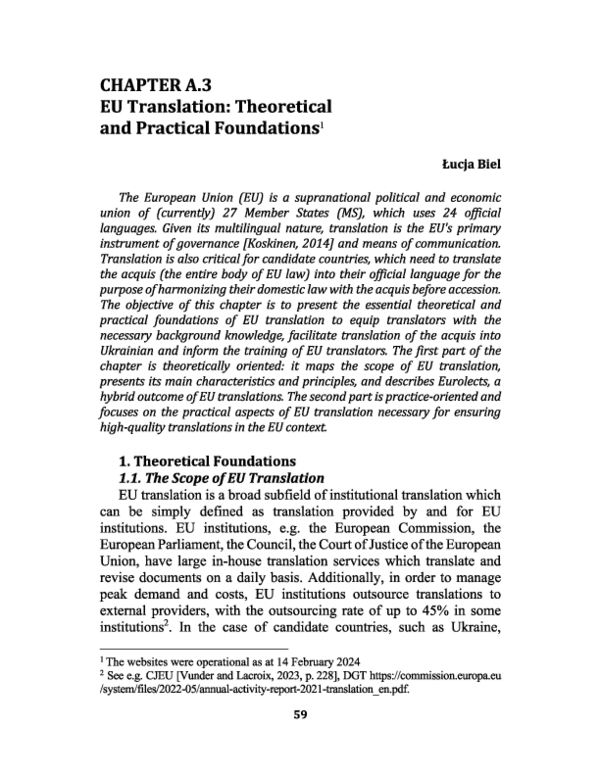(PDF) EU Translation: Theoretical and Practical Foundations