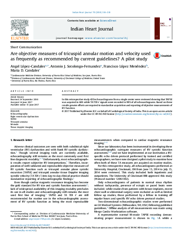 (PDF) Are objective measures of tricuspid annular motion and velocity ...
