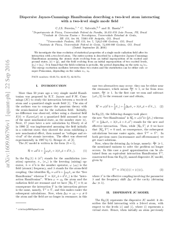 (PDF) Dispersive Jaynes-Cummings Hamiltonian describing a two-level atom interacting with a two ...