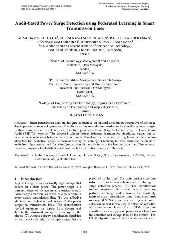 (PDF) Audit-based Power Surge Detection using Federated Learning in ...