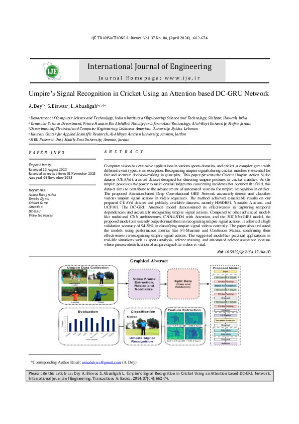 (PDF) Umpire’s Signal Recognition in Cricket Using an Attention based ...