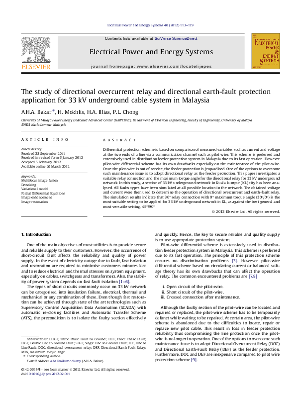 (PDF) The study of directional overcurrent relay and directional earth ...