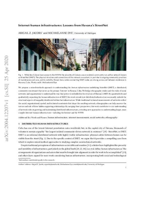 (PDF) Internet-human infrastructures: Lessons from Havana's StreetNet
