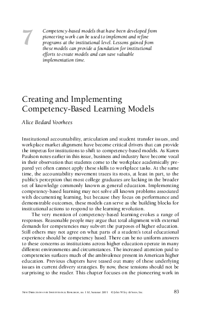 (PDF) Creating and Implementing Competency‐Based Learning Models