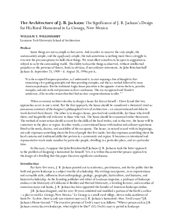 (PDF) The Architecture of J. B. Jackson: The Significance of J. B ...