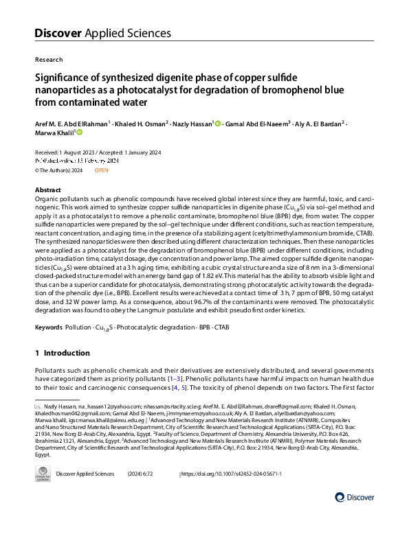 (PDF) Significance of synthesized digenite phase of copper sulfide ...