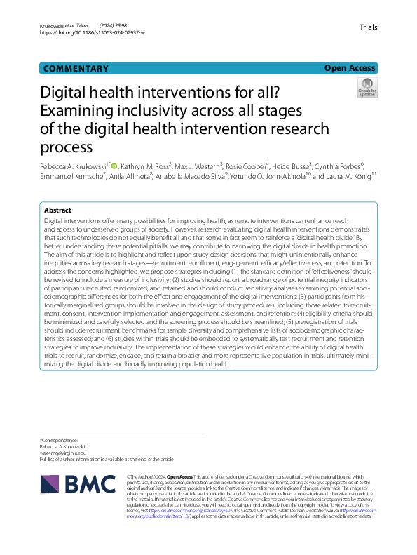 (PDF) Digital health interventions for all? Examining inclusivity ...